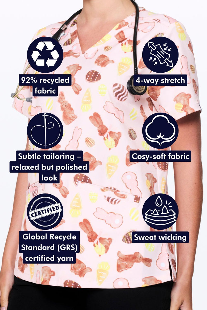Yummy Bunnies - Fun Printed Scrub Tops and Joggers | Dr Woof Apparel