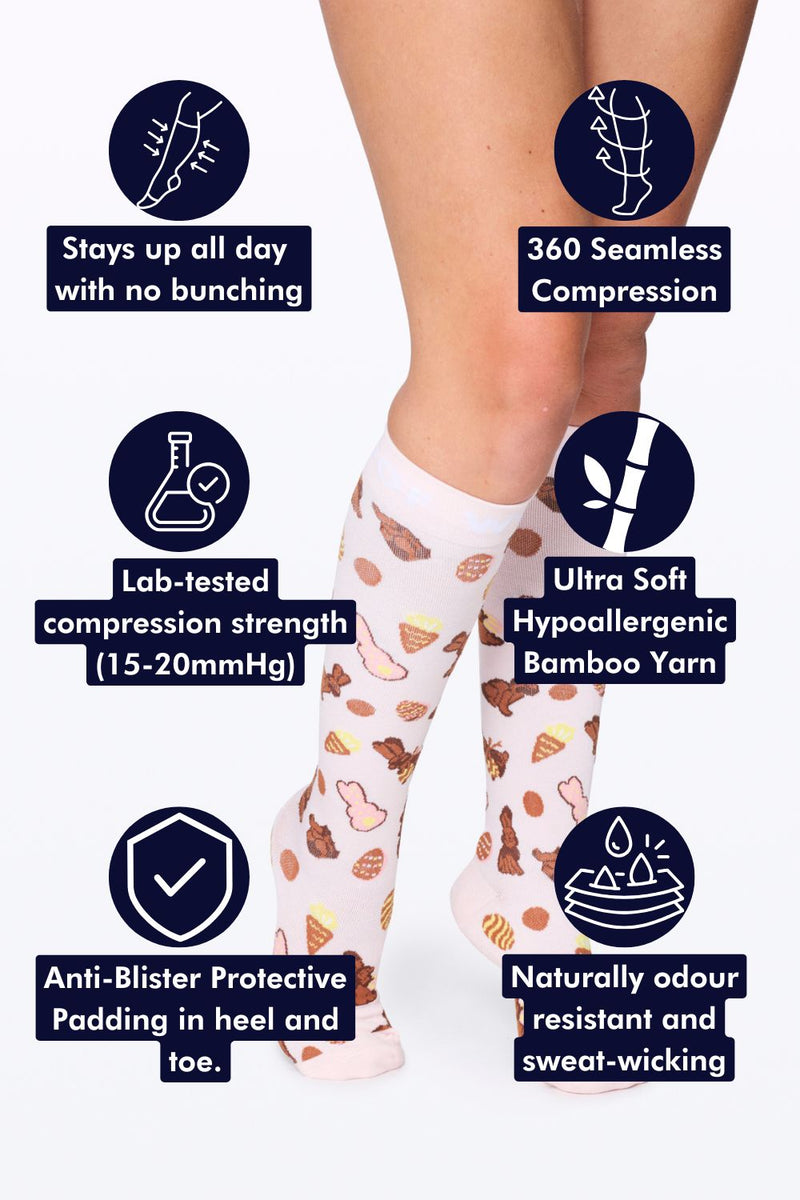 Yummy Bunnies Moisture-Wicking Compression Socks | Dr. Woof Apparel AU